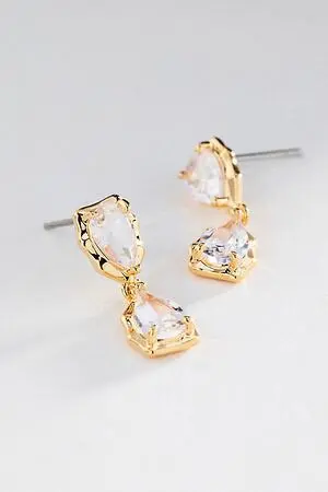 Anthropologie Pear-cut Crystal Drop Earrings - Gold