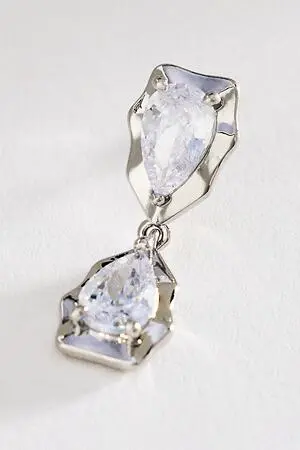 Anthropologie Pear-cut Crystal Drop Earrings - Silver