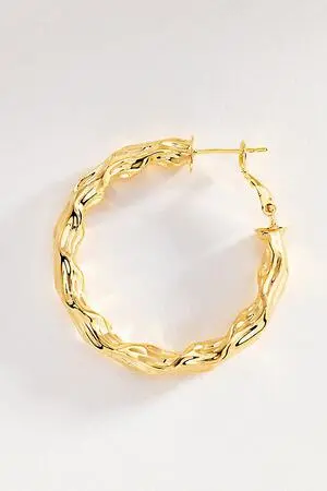 Anthropologie Wavy Textured Hoop Earrings - Gold