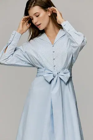 EN SAISON Cotton Wrap Shirt Dress