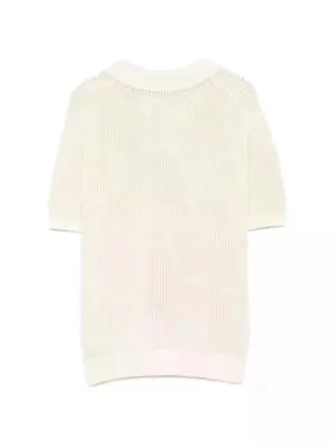 DUNST Open-knit Polo-collar T-shirt - Neutrals