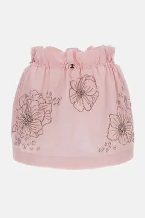 DES_PHEMMES Mini Skirt With Rhinestone Embellishments - Rosa