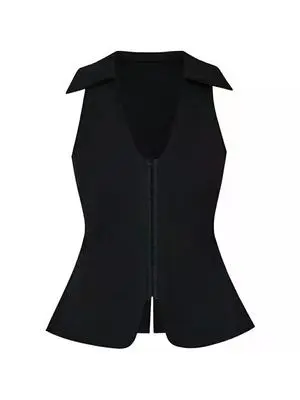 TATUNA Hook-fastening Peplum Top - Black