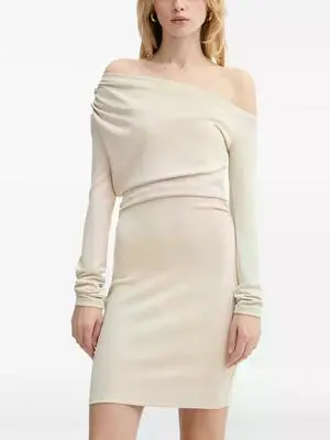 Guess Draped Off-the-shoulder Mini Dress - Neutrals