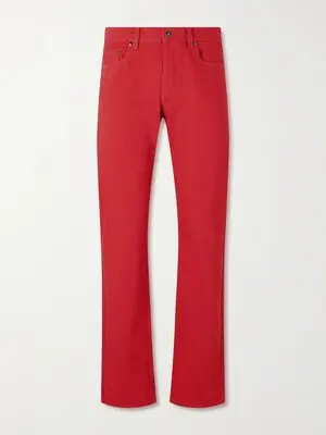 Versace Straight-leg Jeans With Logo Appliqu - Red