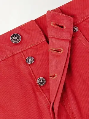 Versace Straight-leg Jeans With Logo Appliqu - Red