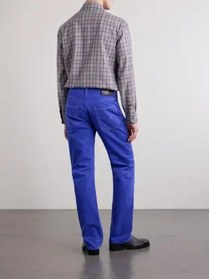 Versace Straight-leg Logo-appliquéd Jeans - Blue