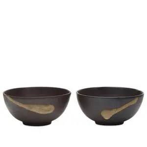 FERM LIVING Koyo Bowls 11.5 Set Of 2 - Dark Brown/buff
