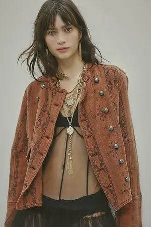 Free People Jacquard Band Jacket - Mocha
