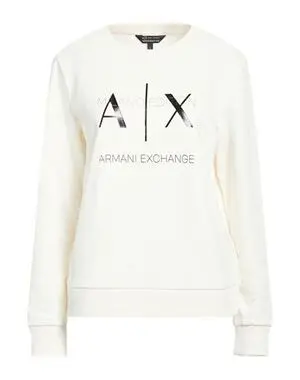 Armani Exchange Cotton Elastane Crewneck Sweatshirt With Logo - Off White