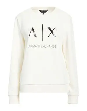 Armani Exchange Cotton Elastane Crewneck Sweatshirt With Logo - Off White