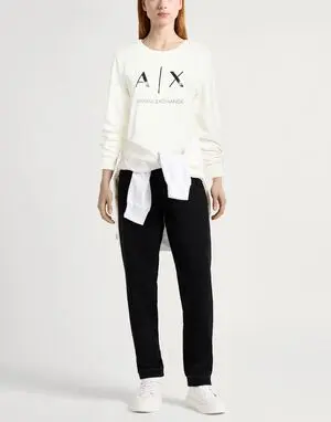 Armani Exchange Cotton Elastane Crewneck Sweatshirt With Logo - Off White