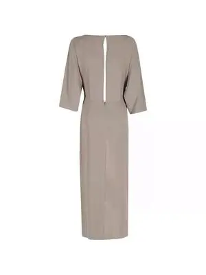 MEIMEIJ Wrap-style Open-back Midi Dress - Neutrals