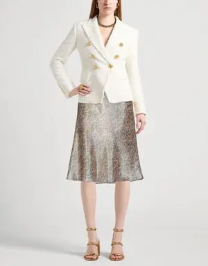 Celine Midi Skirt In Silk And Metallic Polyester
