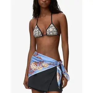 Loewe Printed Square Silk Scarf - Light Blue/blue