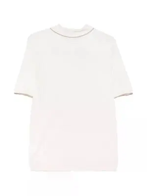 BARBA NAPOLI Ribbed Contrast-trim Polo Shirt - Neutrals