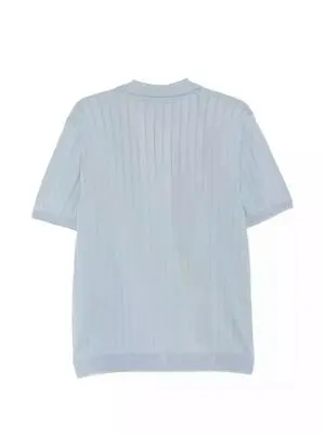 BARBA NAPOLI Ribbed-knit Polo-collar T-shirt - Blue