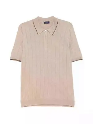 BARBA NAPOLI Ribbed-knit Half-zip Polo Shirt