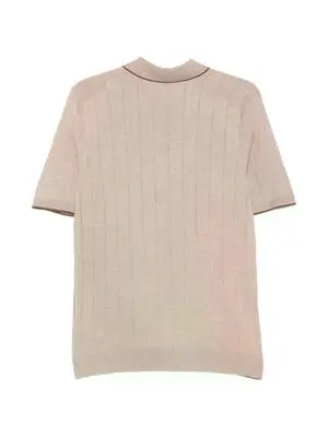 BARBA NAPOLI Ribbed-knit Half-zip Polo Shirt