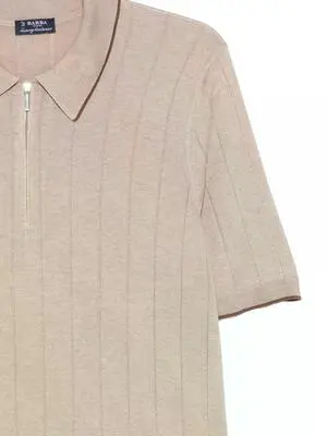 BARBA NAPOLI Ribbed-knit Half-zip Polo Shirt