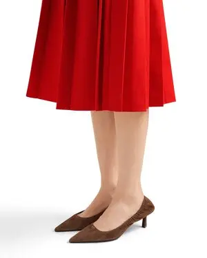 Prada Pleated Gabardine Midi-skirt