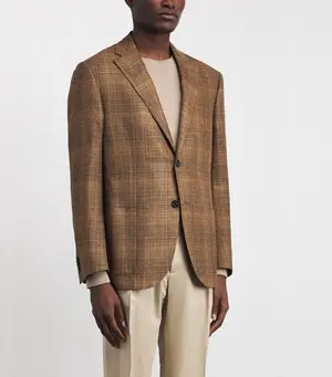 Corneliani Virgin Wool-silk-linen Blazer - Brown