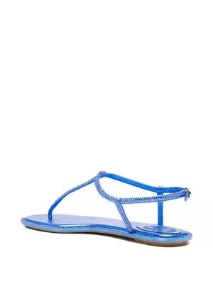 Rene Caovilla Diana Crystal-embellished Metallic Sandals - Blue