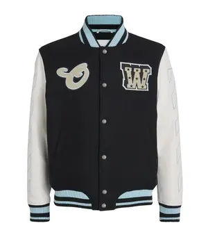 Off-White Wool-leather Varsity Jacket - Black