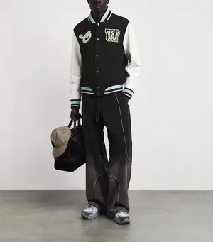 Off-White Wool-leather Varsity Jacket - Black