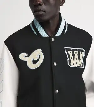 Off-White Wool-leather Varsity Jacket - Black