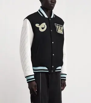 Off-White Wool-leather Varsity Jacket - Black