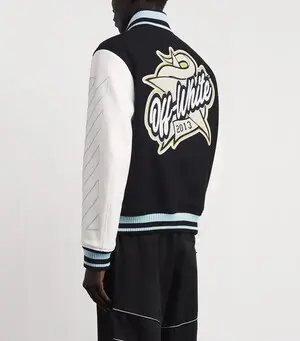 Off-White Wool-leather Varsity Jacket - Black