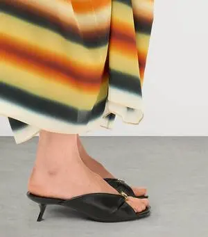 Loewe X Paula's Ibiza Pebble 45 Leather Heeled Mules - Beige