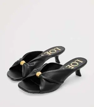 Loewe X Paula's Ibiza Pebble 45 Leather Heeled Mules - Beige