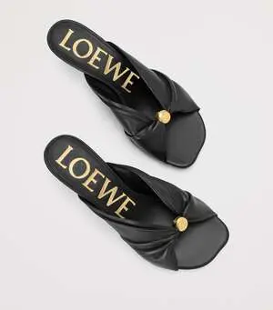 Loewe X Paula's Ibiza Pebble 45 Leather Heeled Mules - Beige
