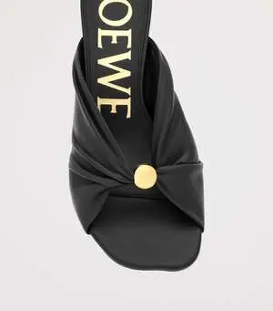 Loewe X Paula's Ibiza Pebble 45 Leather Heeled Mules - Beige