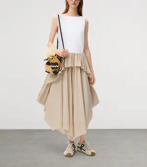 Loewe Cotton Asymmetric Midi Dress - White