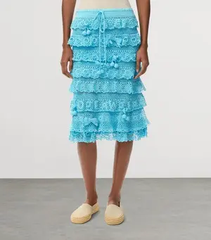 Loewe X Paula's Ibiza Crochet Midi Skirt - Turquoise
