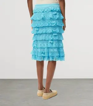 Loewe X Paula's Ibiza Crochet Midi Skirt - Turquoise