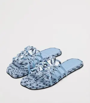Loewe X Paula's Ibiza Leather Embroidered Anagram Slides - White