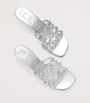 Loewe X Paula's Ibiza Leather Petal Anagram Heeled Mules 45 - Yellow