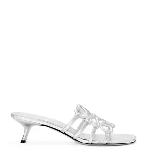 Loewe X Paula's Ibiza Leather Petal Anagram Heeled Mules 45 - Yellow