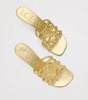 Loewe X Paula's Ibiza Leather Anagram Heeled Mules 45 - Blue