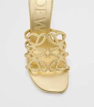 Loewe X Paula's Ibiza Leather Anagram Heeled Mules 45 - Blue