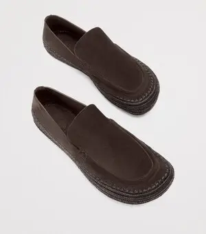 Loewe X Paula's Ibiza Suede-raffia Rio Loafers