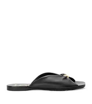 Loewe X Paula's Ibiza Leather Pebble Slides - Black