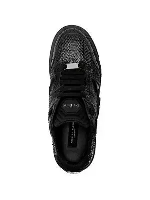 Philipp Plein Phantom Python Leather Sneakers - Black