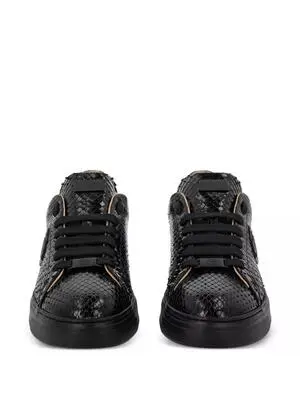 Philipp Plein Snakeskin-effect Lace-up Sneakers - Black