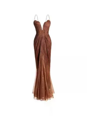 MARIA LUCIA HOHAN Cecilia V-neck Gown - Brown