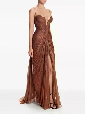 MARIA LUCIA HOHAN Cecilia V-neck Gown - Brown